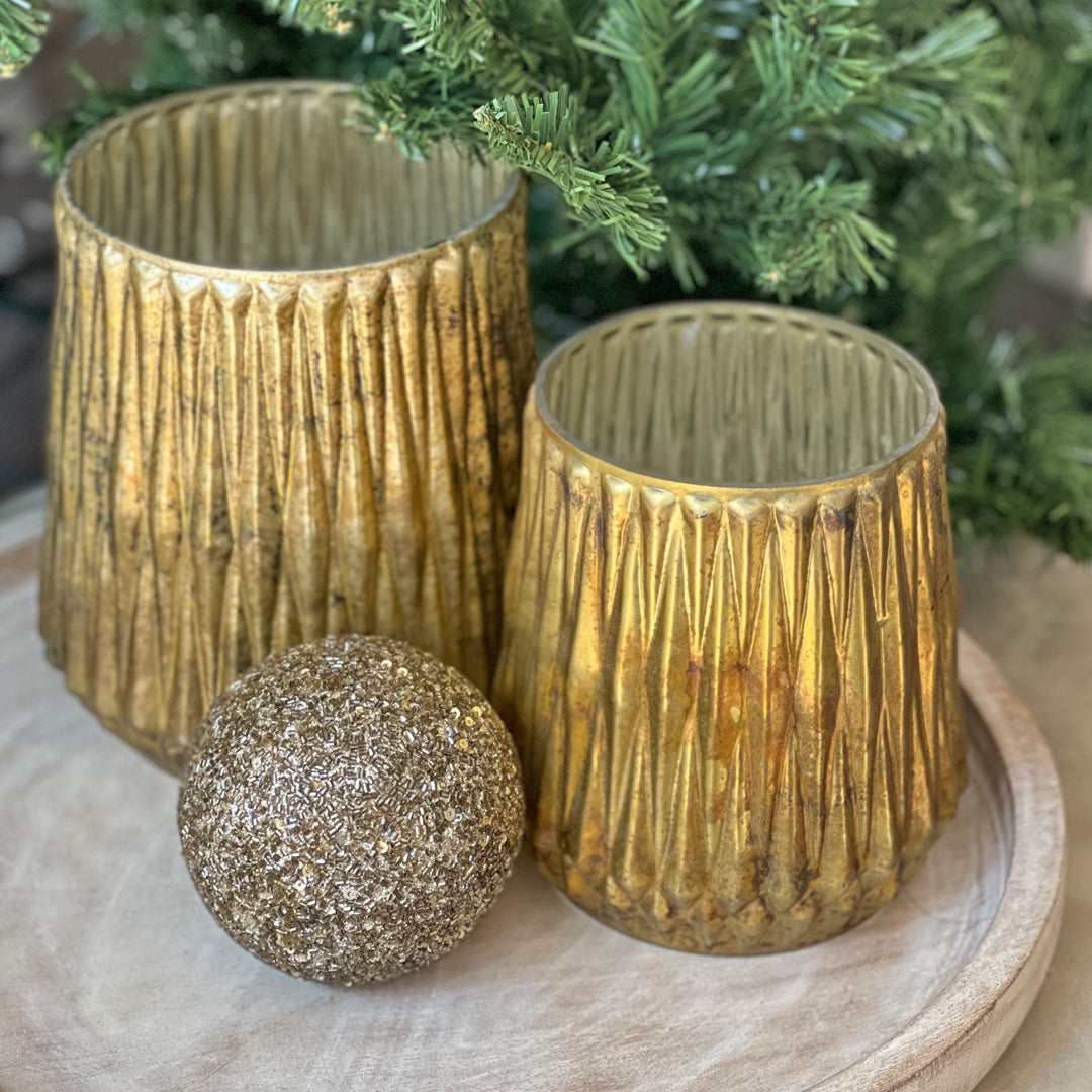 Glass Votive (Bell Line Texture) - Gold – House of Kaji