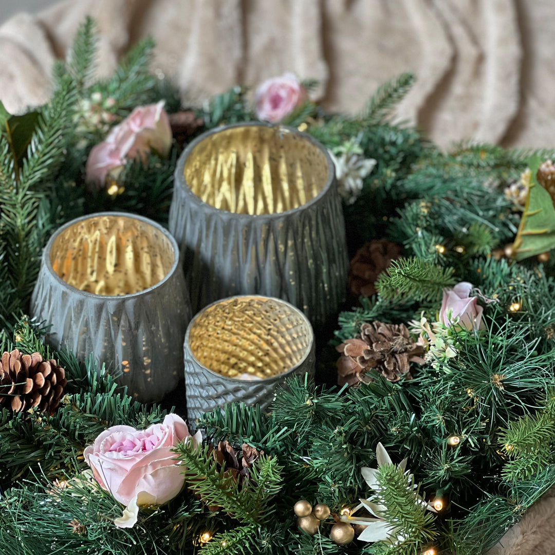 Glass Votive (Bell Line Texture) - Grey – House of Kaji